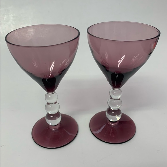 Dining | Purple Cordial Liqueur After Dinner Glass Goblets Clear Bubble ...